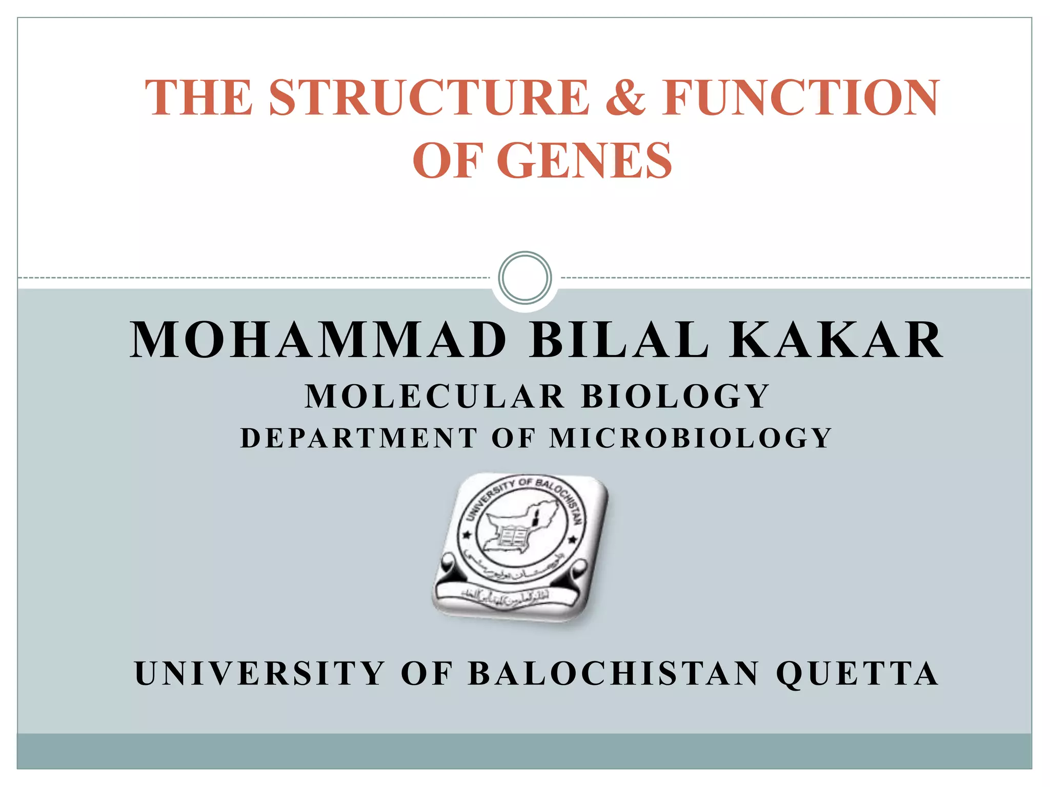 The structure & function of genes | PPTX