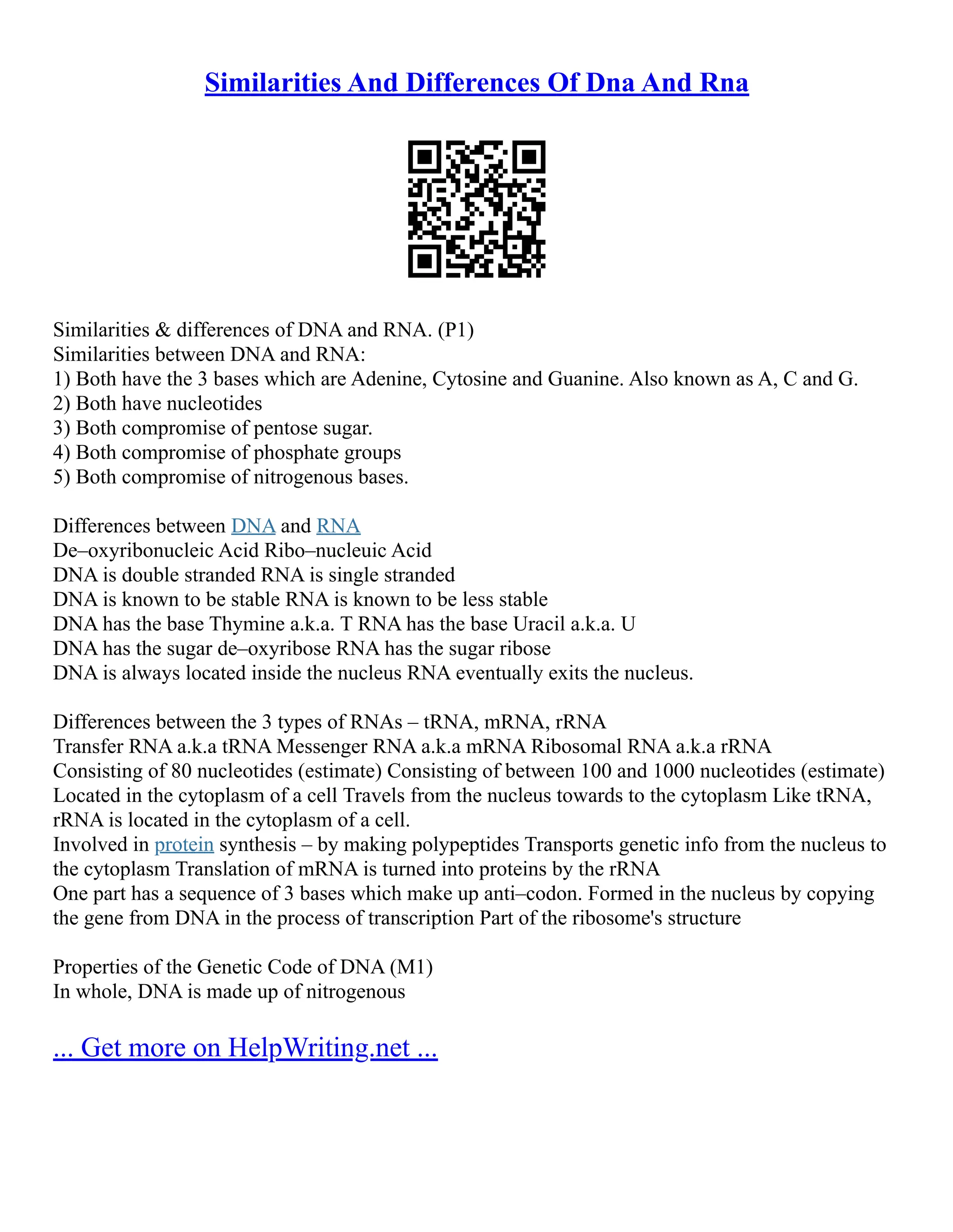 The Structure Of A Double Helix | PDF