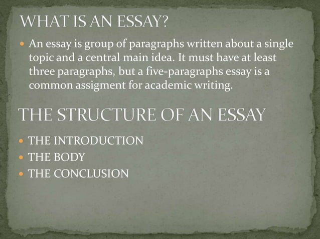 The structure of an essay | PPTX