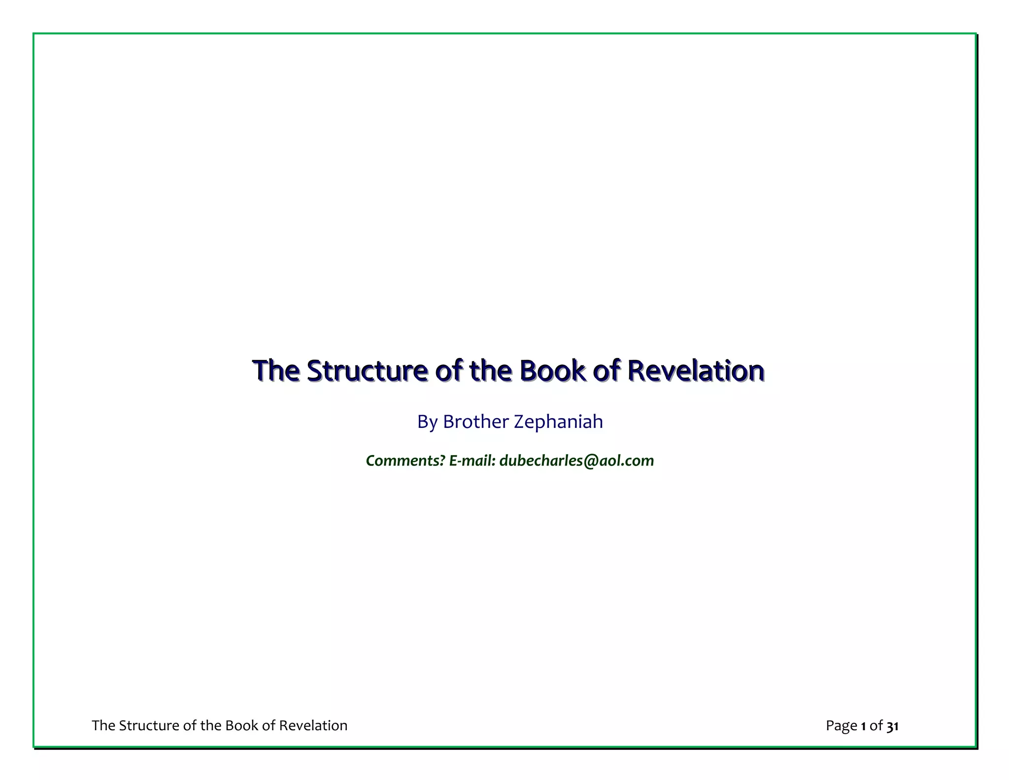The Structure of the Book of Revelation | PDF
