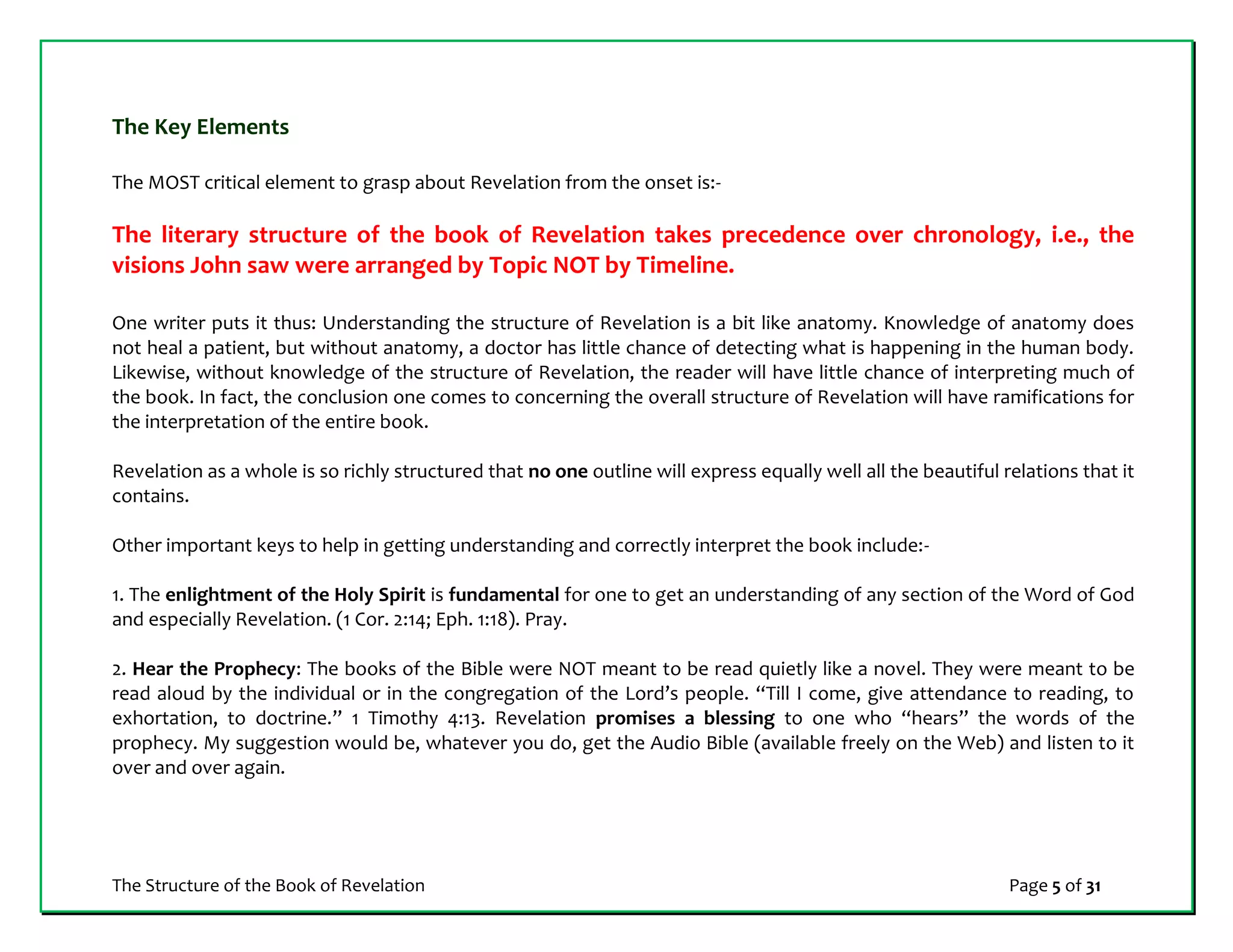 The Structure of the Book of Revelation | PDF