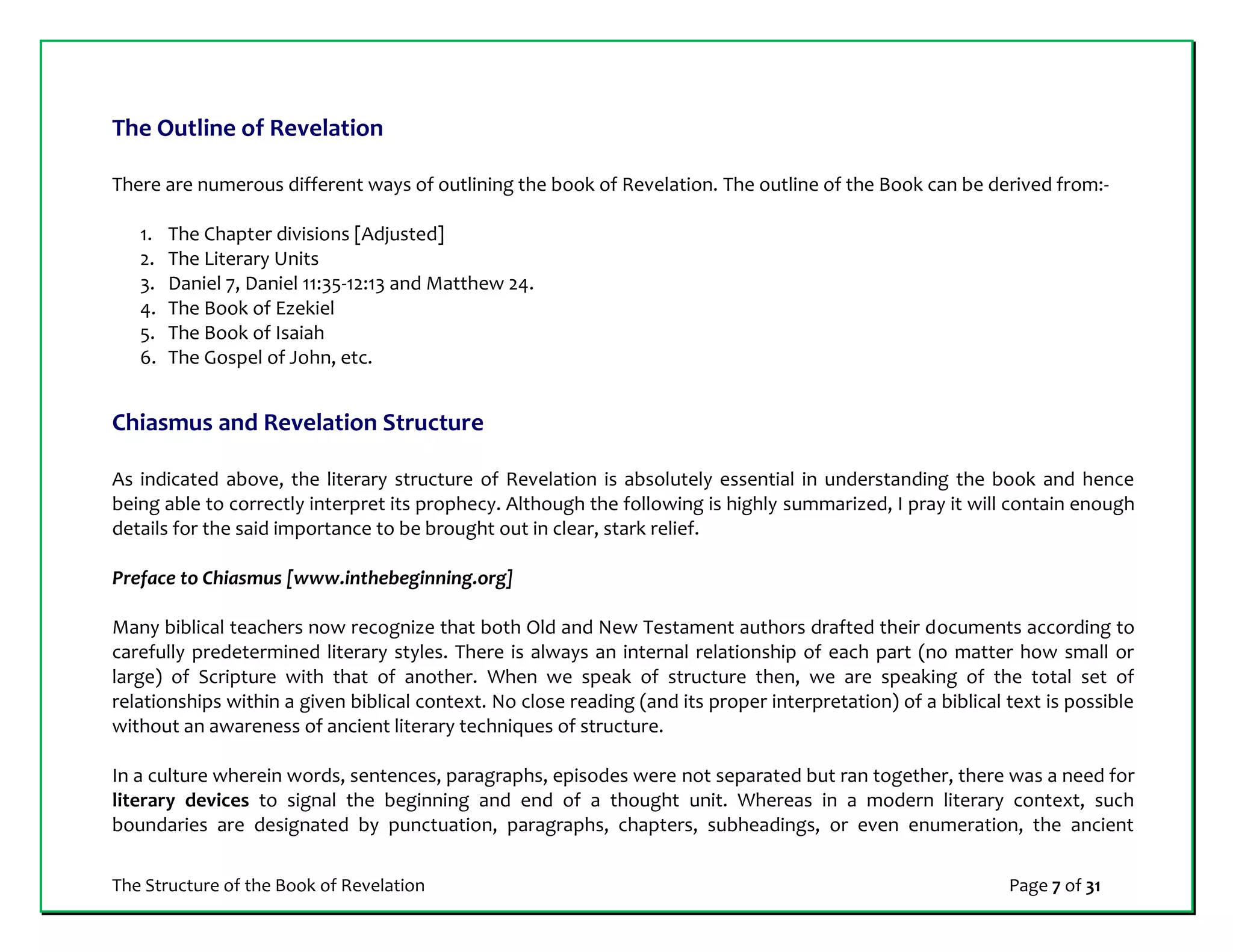 The Structure of the Book of Revelation | PDF