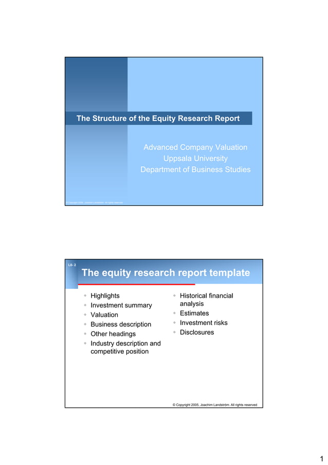 The structure of the equity research report | PDF