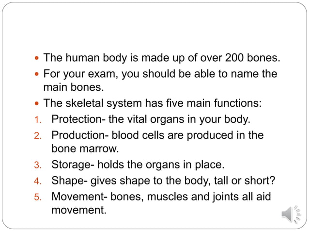 GCSE PE Revision: The structure of the skeletal system | PPTX