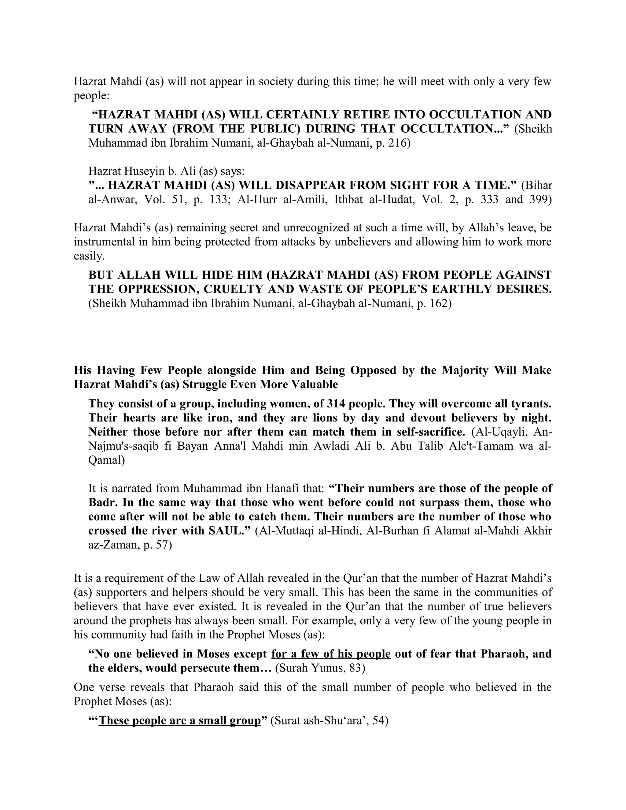 The struggles and difficulties hazrat Mahdi (pbuh) will face. english | DOC