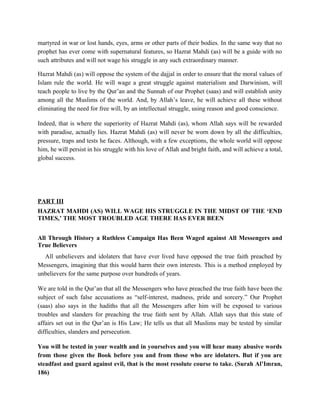 The struggles and difficulties hazrat Mahdi (pbuh) will face. english | DOC