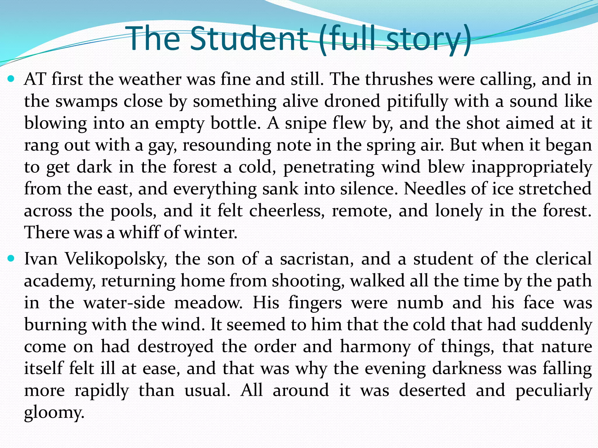 "The student" by Anton Chekhov | PPTX