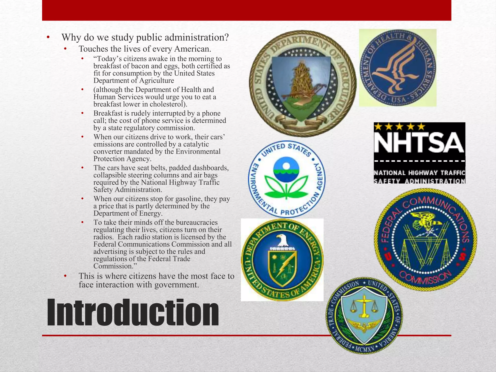 The study of administration and the structure of american public ...