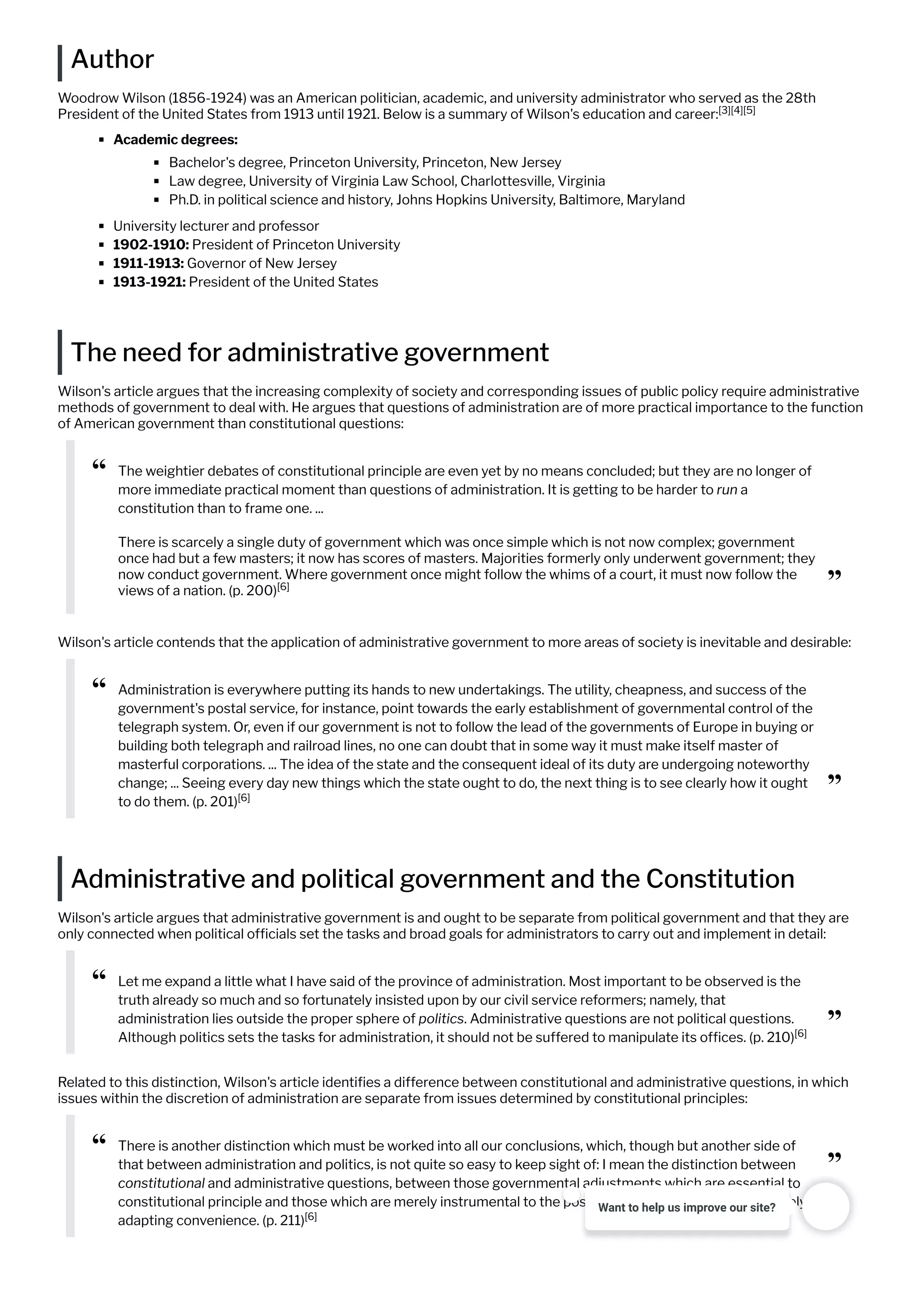 The study of administration by woodrow wilson (1887) | PDF