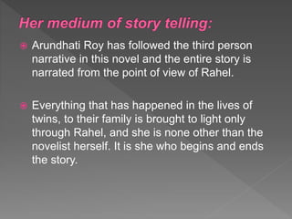 Title of "God of small things" by Arundhati Roy | PPTX