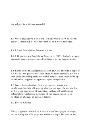 the subject is a kitchen remodel1.4 Work Breakdown S.docx