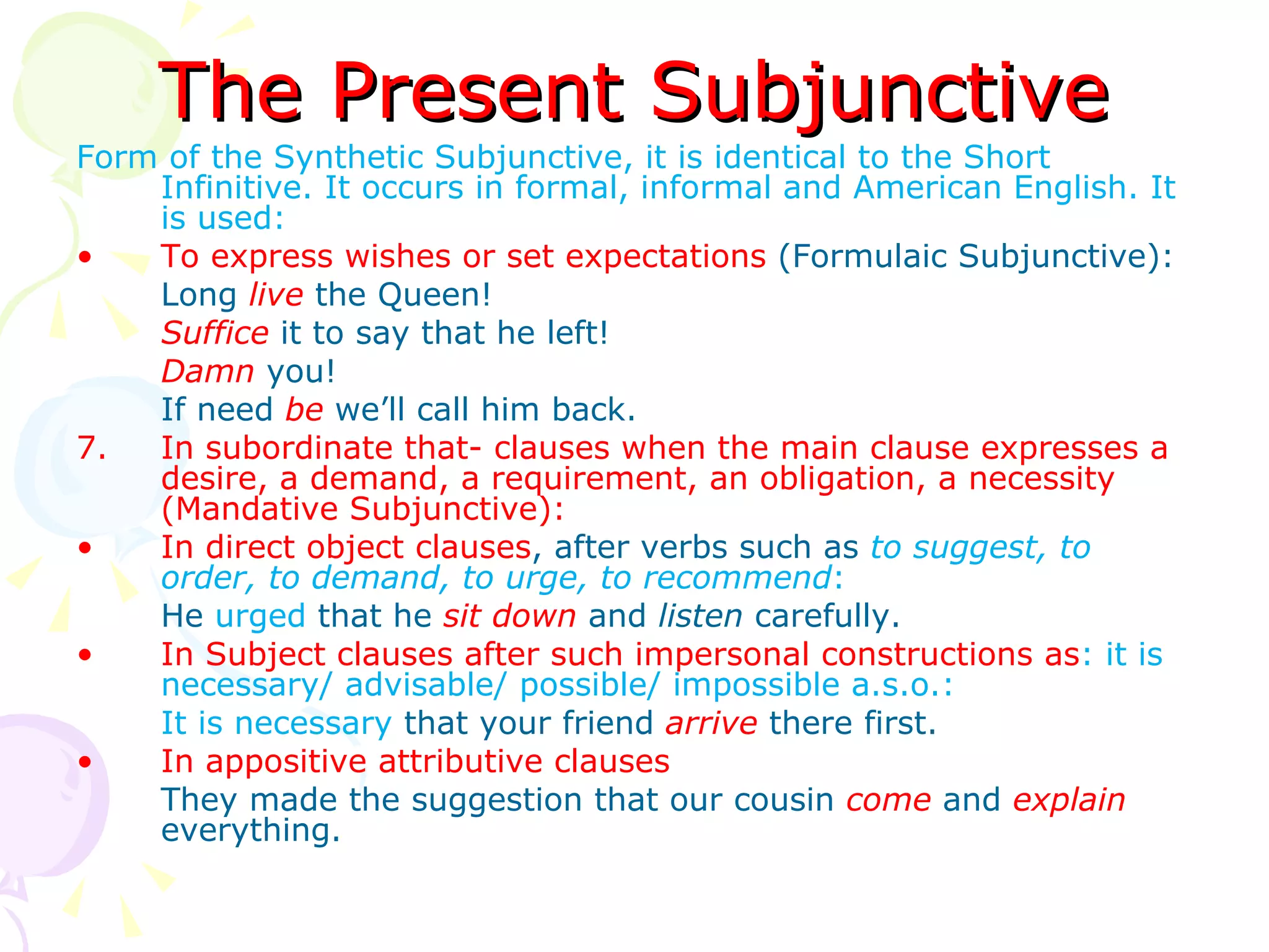The subjunctive mood | PPT