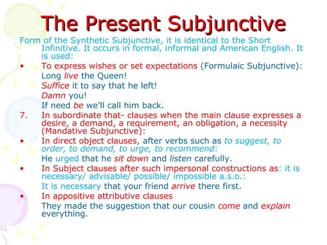 The subjunctive mood | PPT