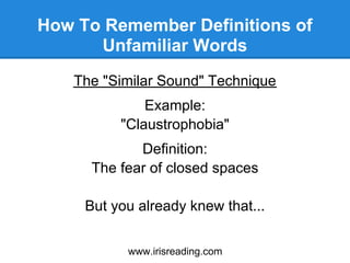How To Improve Your Memory: The Substitute Word System | PDF