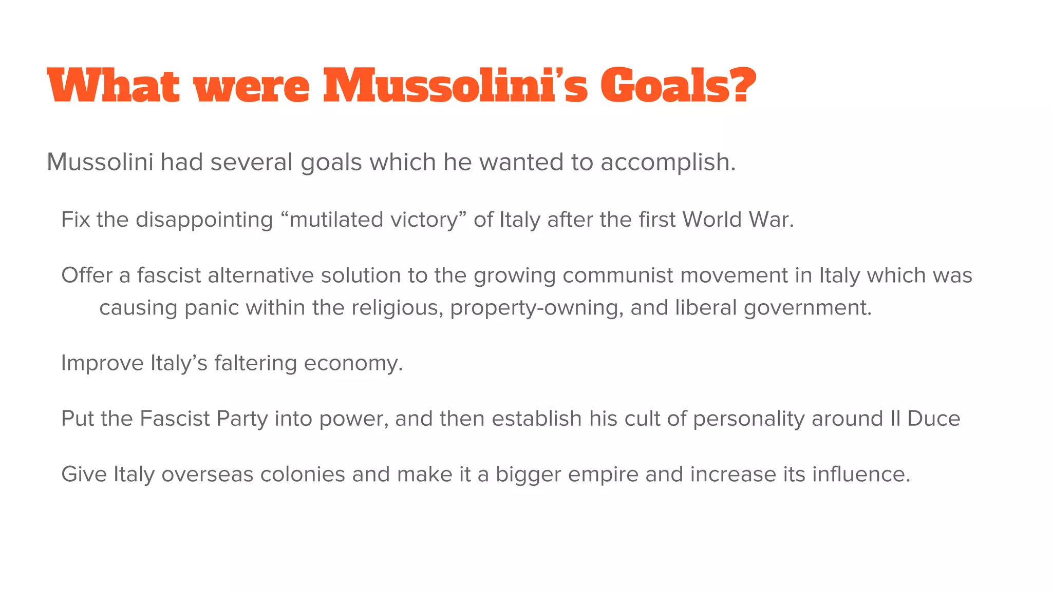 mussolini PART 2: The success of mussolini | PPT