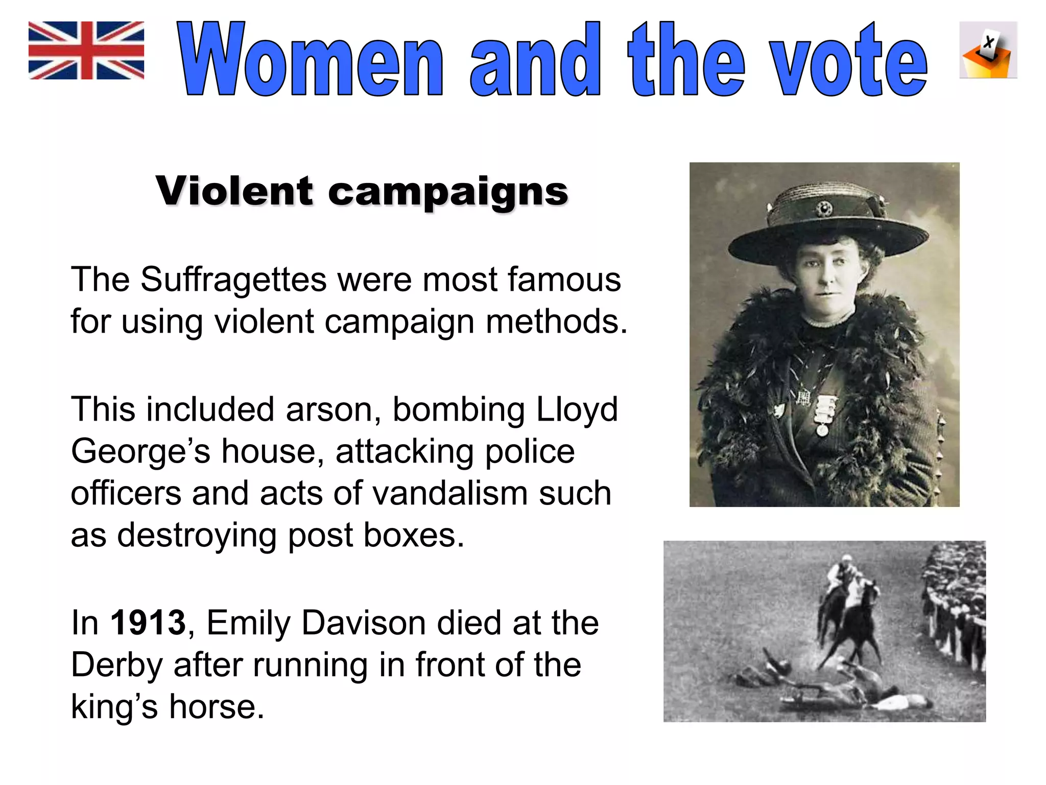 Women and the vote - The Suffragettes | PPT