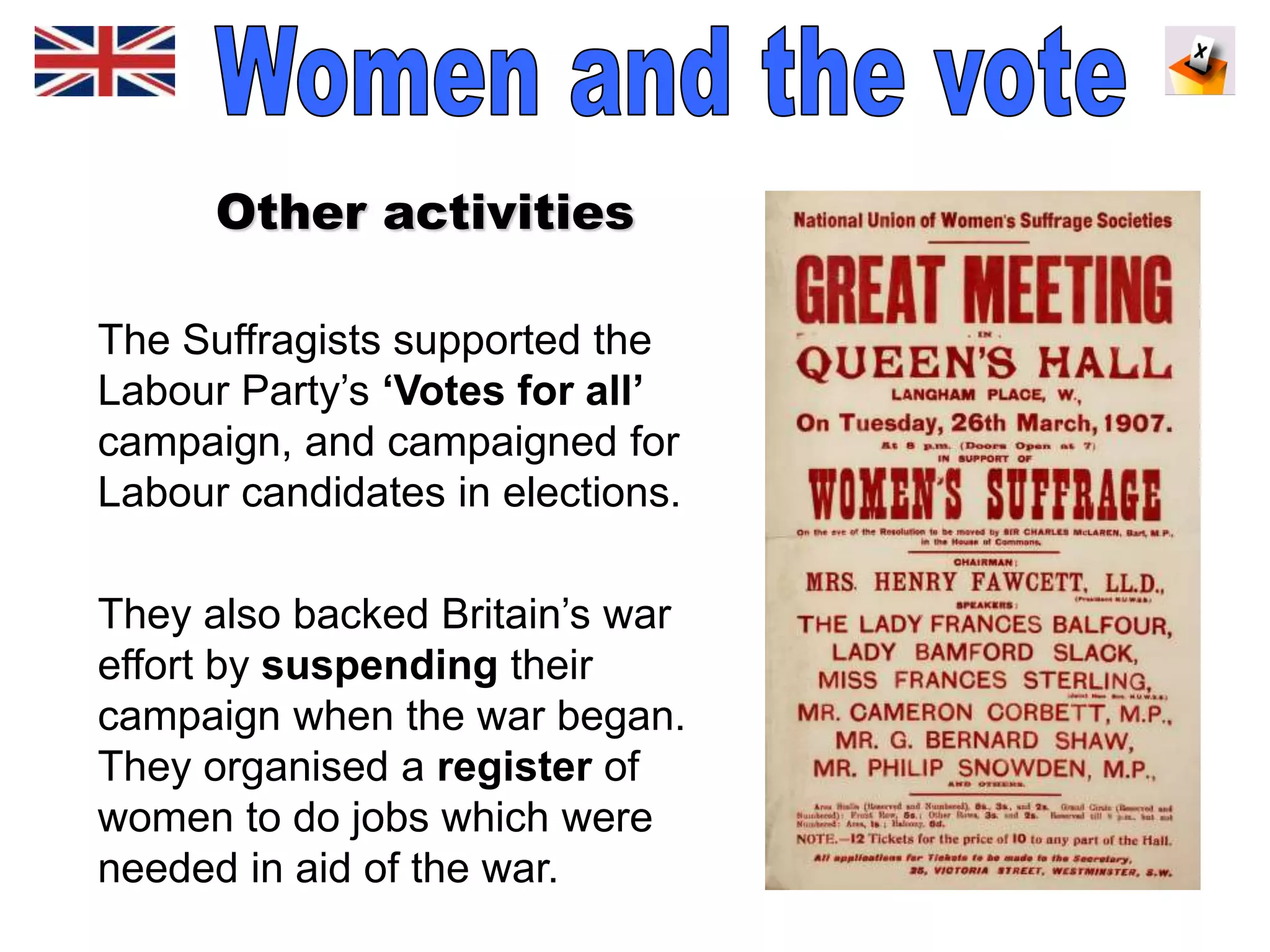Women and the vote - The Suffragists | PPT