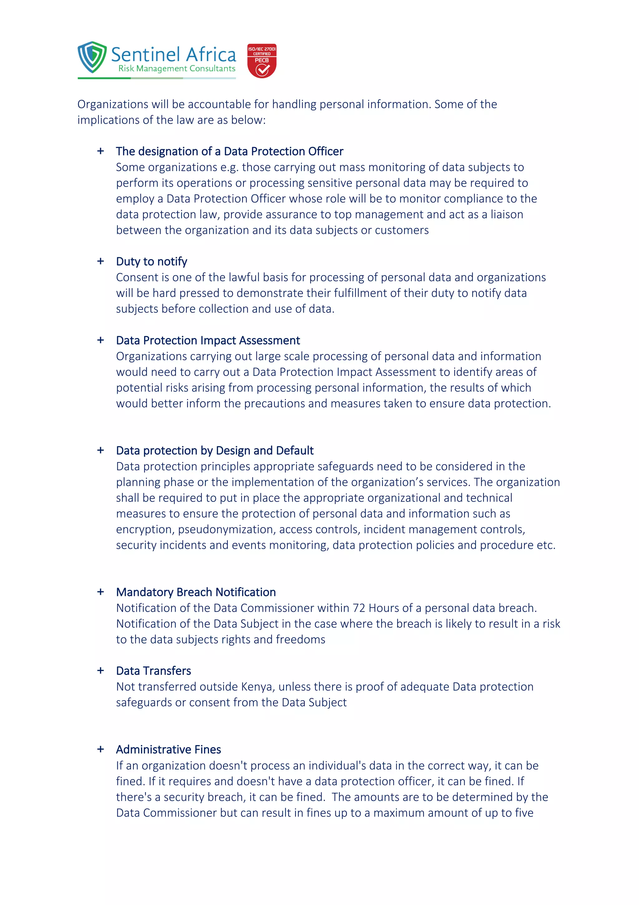 The Summary Guide to Compliance with the Kenya Data Protection Law | PDF