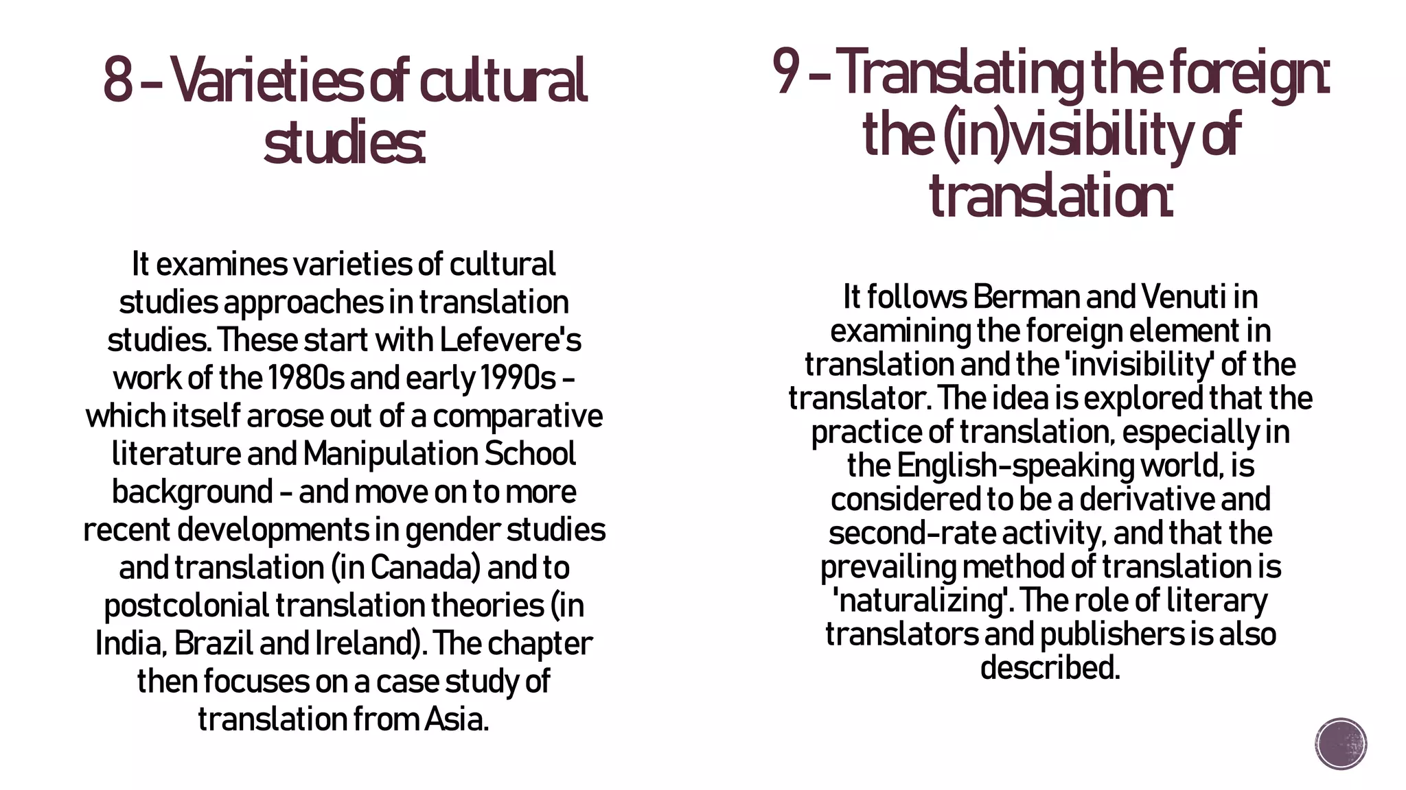 The summary of `Introducing Translation Studies` by Jeremy Munday | PDF