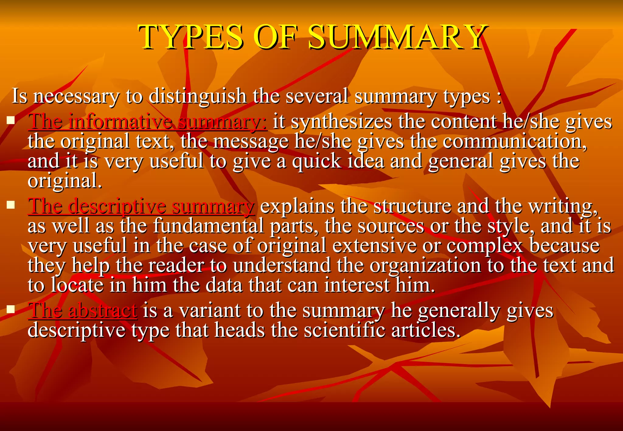 The Summary Unidad Iii | PPT