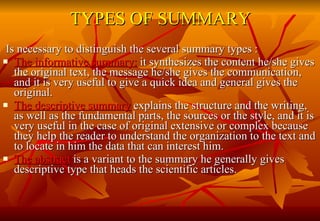 The Summary Unidad Iii | PPT