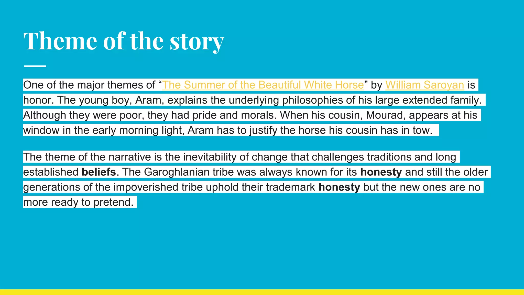 The summer of the beautiful white horse | PPTX