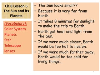 The sun and its planets g3 | PPTX