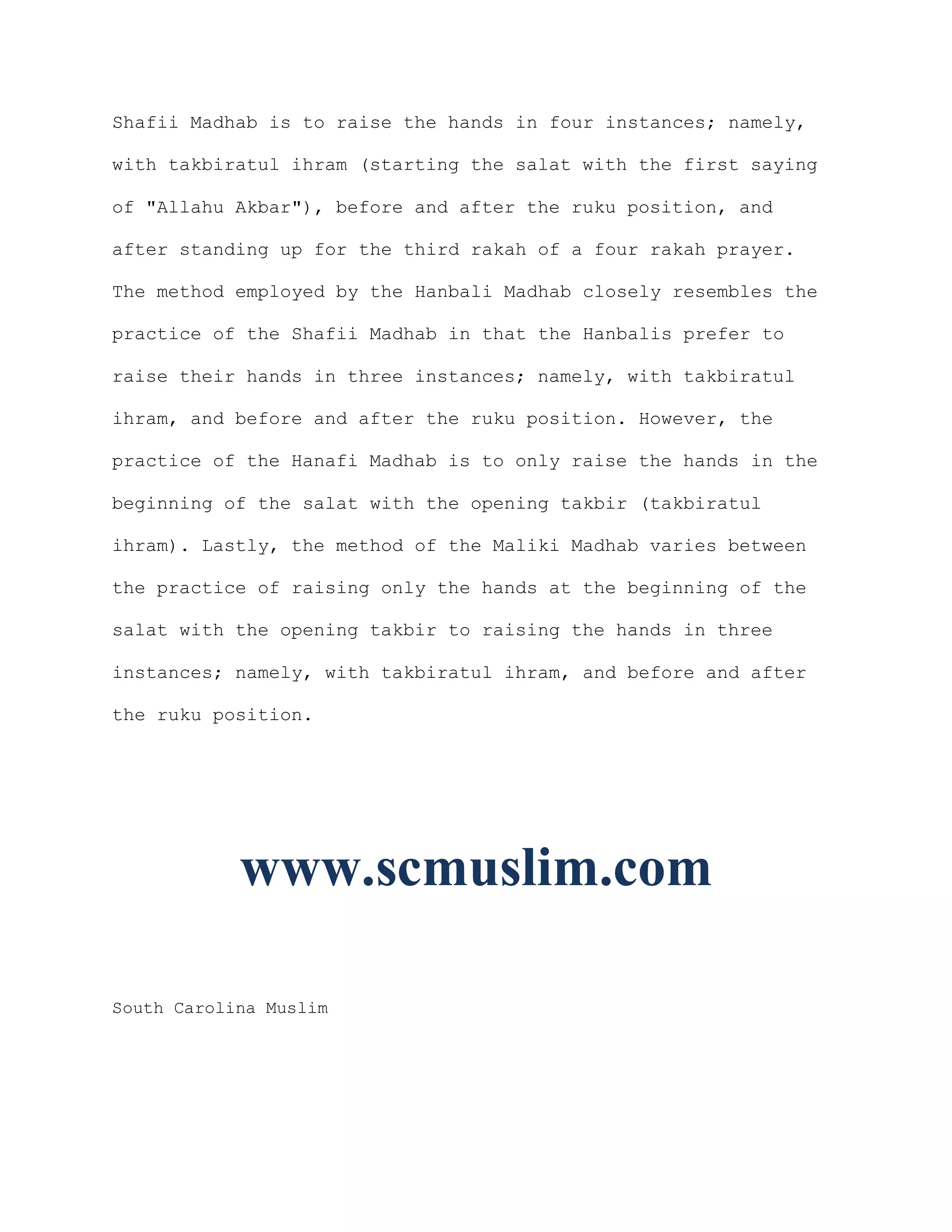 The sunnah of performing raful yadayn in salah (salat) www.scmuslim.com