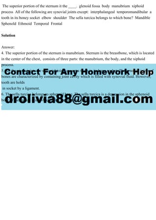 The superior portion of the sternum it the ____. glenoid fossa body.pdf