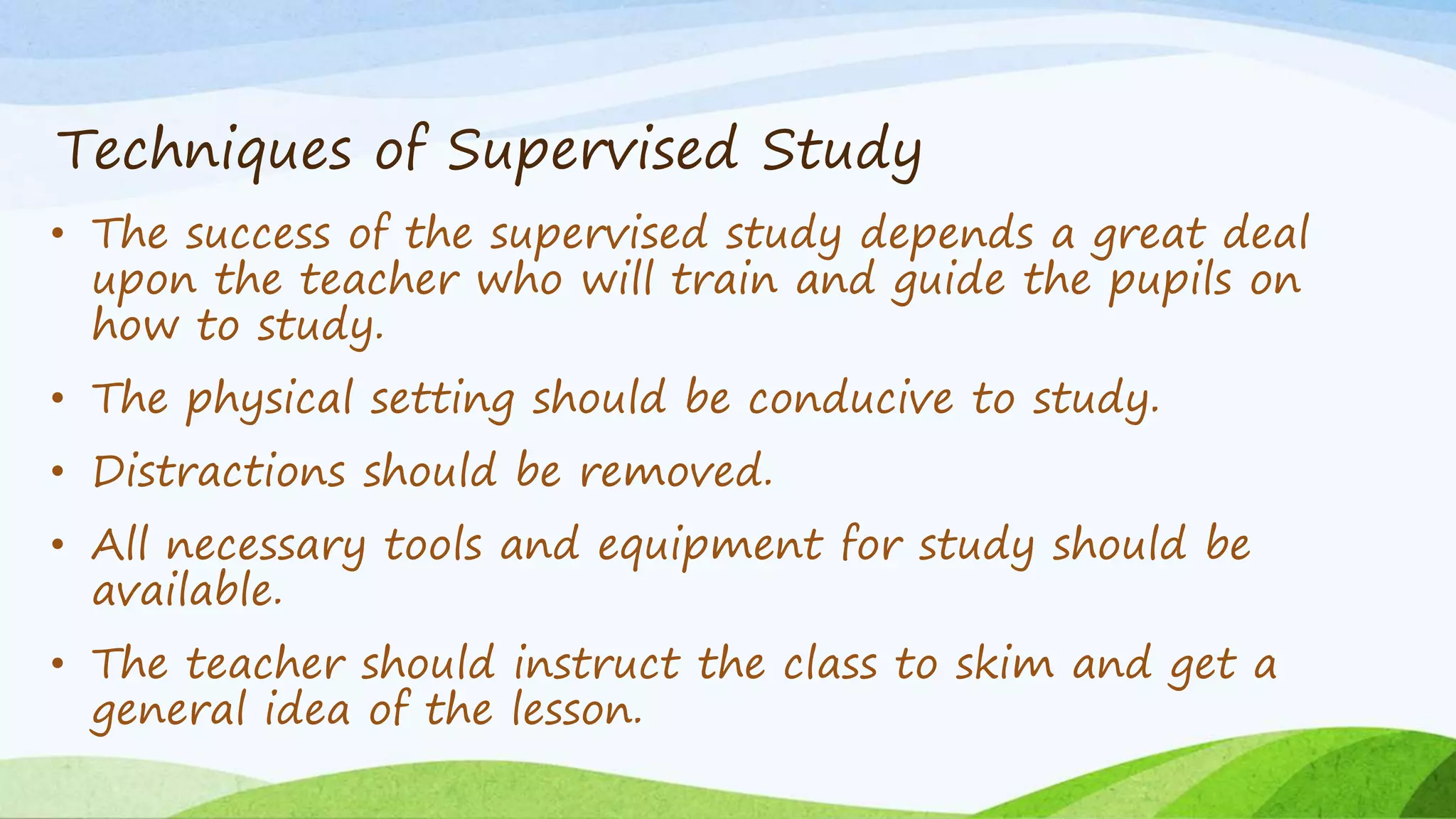 The Supervised Study Plan | PPTX