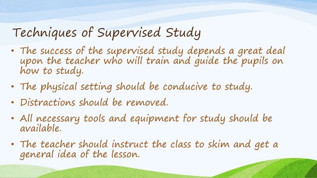 The Supervised Study Plan | PPTX