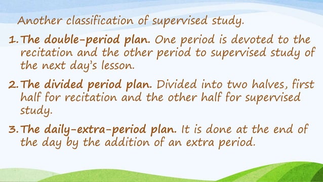 The Supervised Study Plan | PPTX