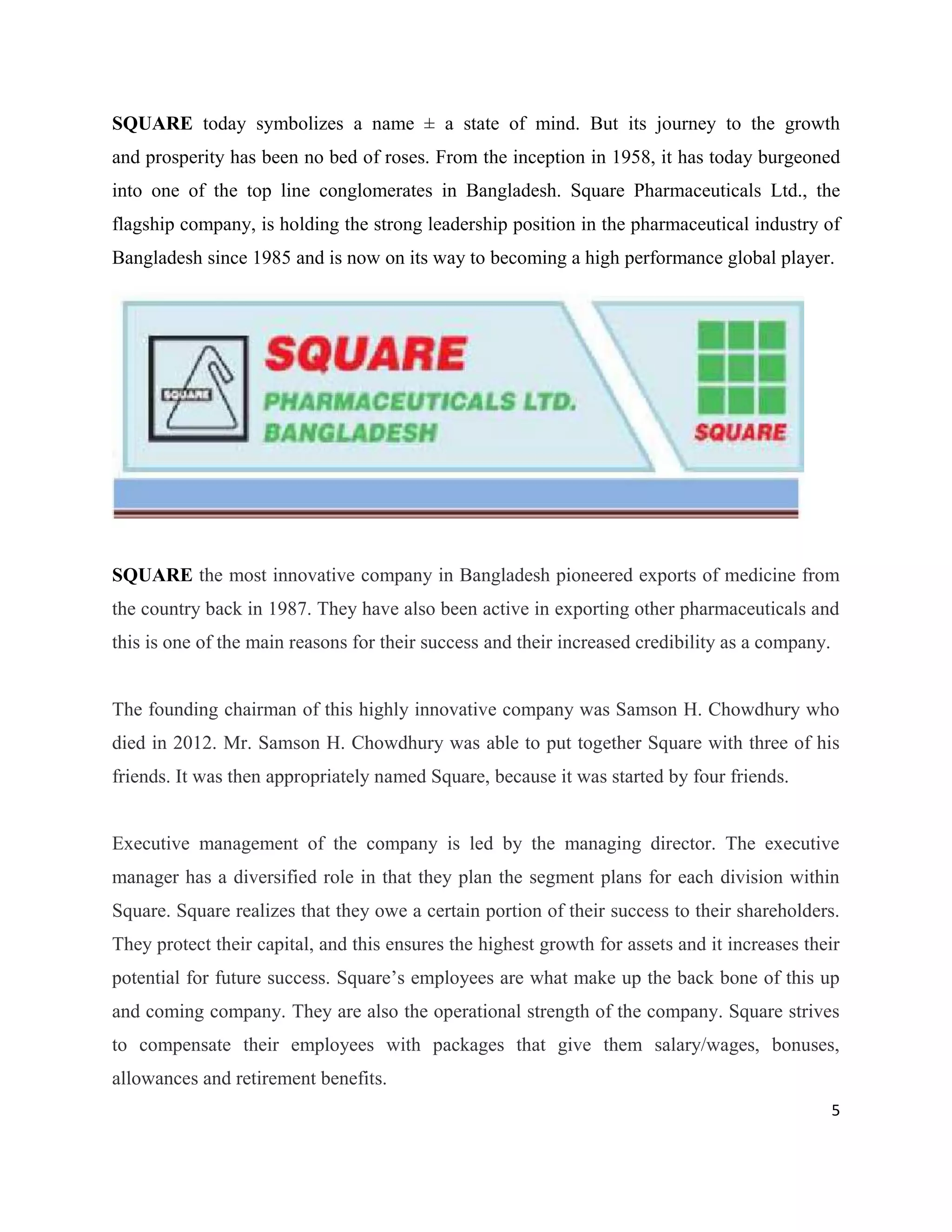 The supply chain process of square group of ltd. of bangladesh ...