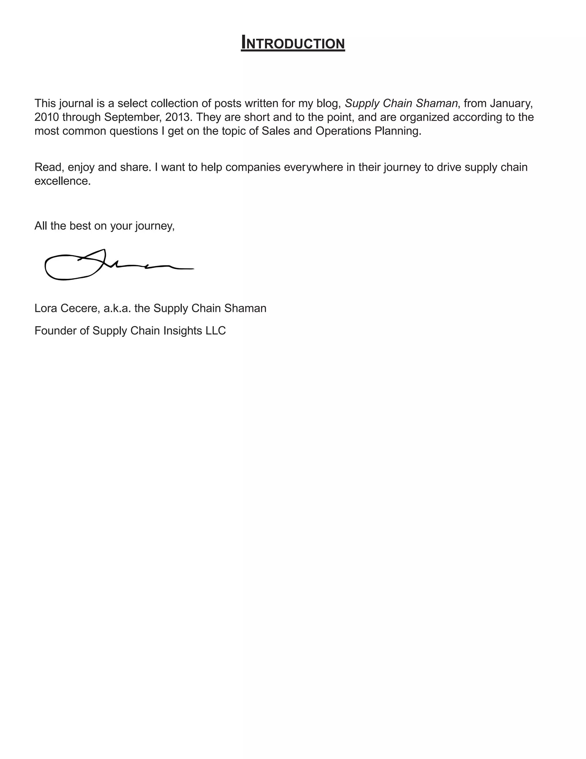 The Supply Chain Shaman's Journal - A Focused Look at Sales and ...