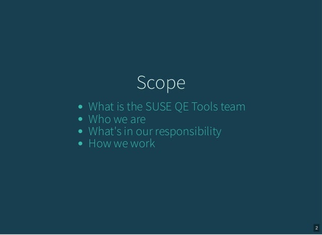 The SUSE QE Tools team | PPT