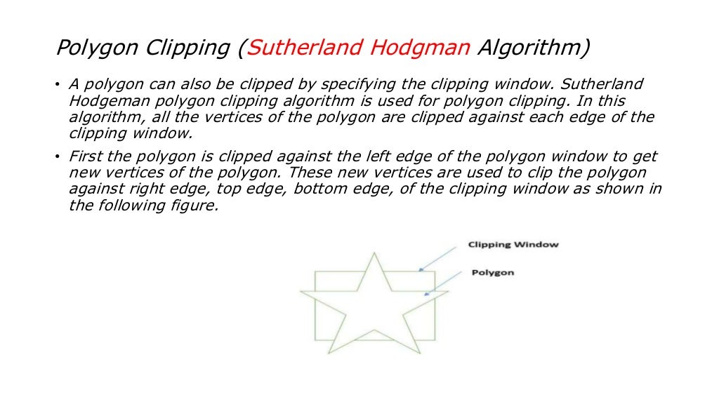 The sutherland hodgeman polygon clipping algorithm