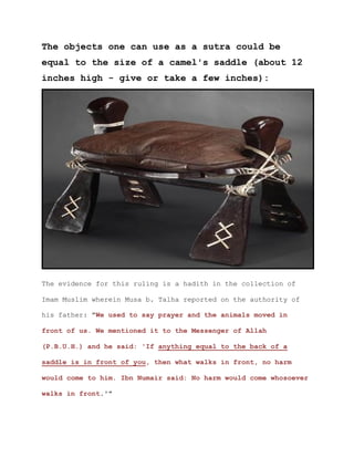 The sutra, a prequisite for the muslim performing fard salat | PDF