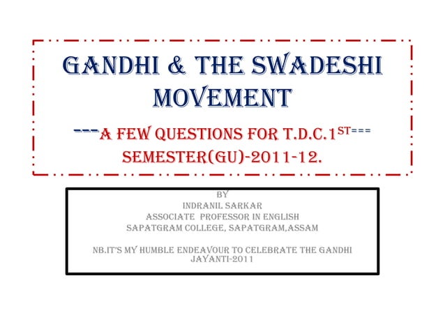 The swadeshi movement | PPTX