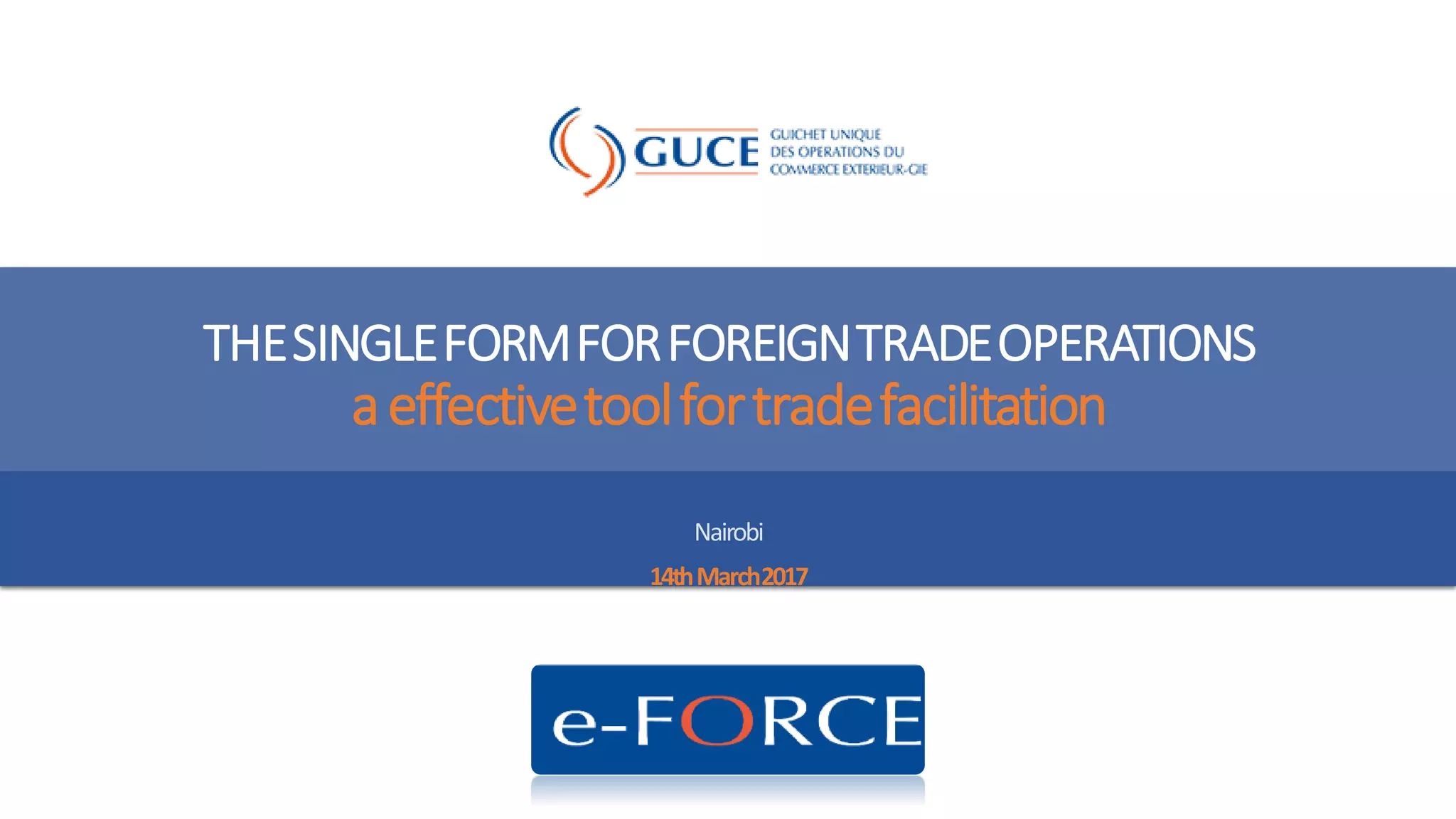 The single form for foreign trade operators - GUCE GIE - Cameroon | PDF