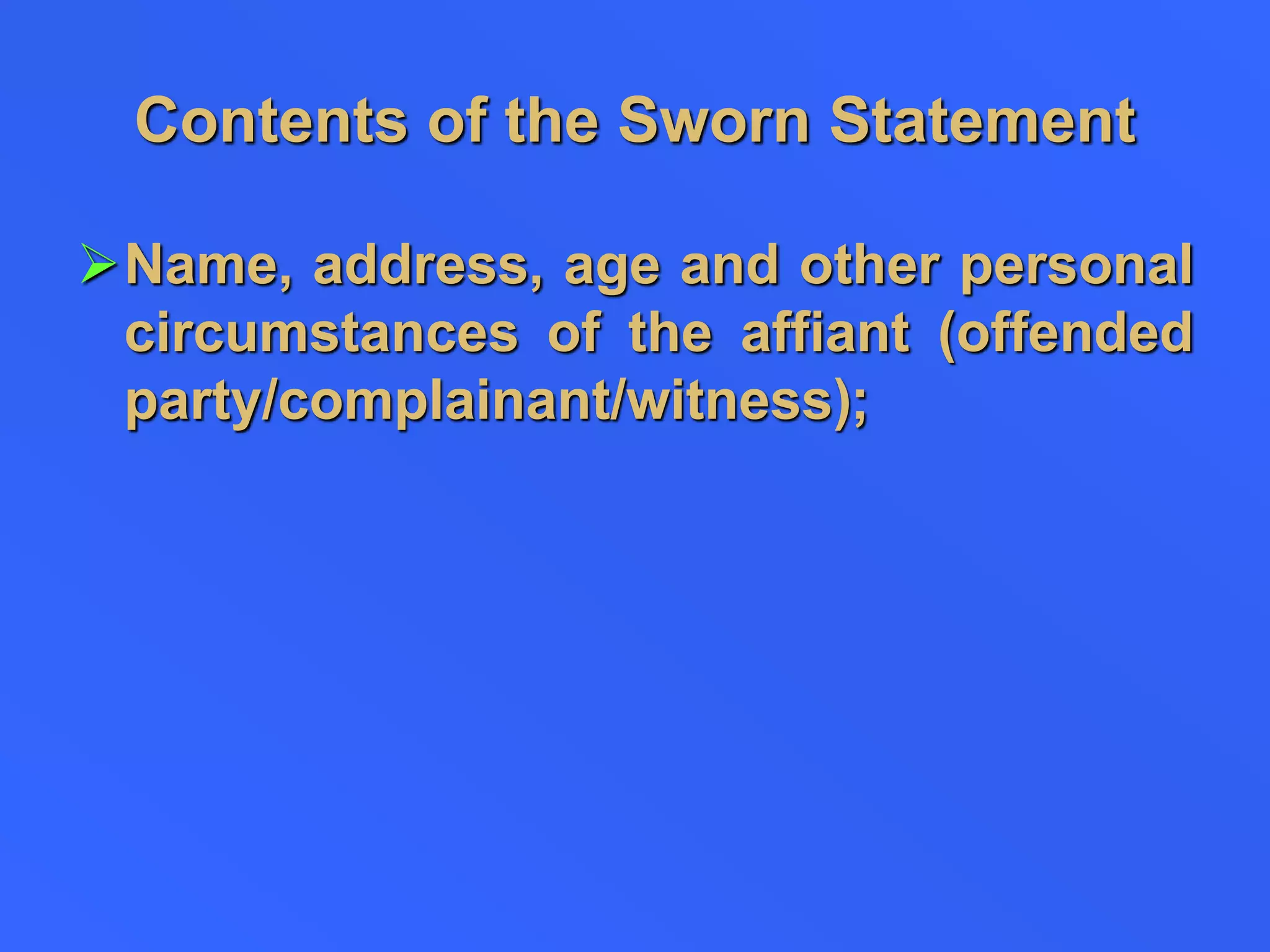 The sworn statement | PPT