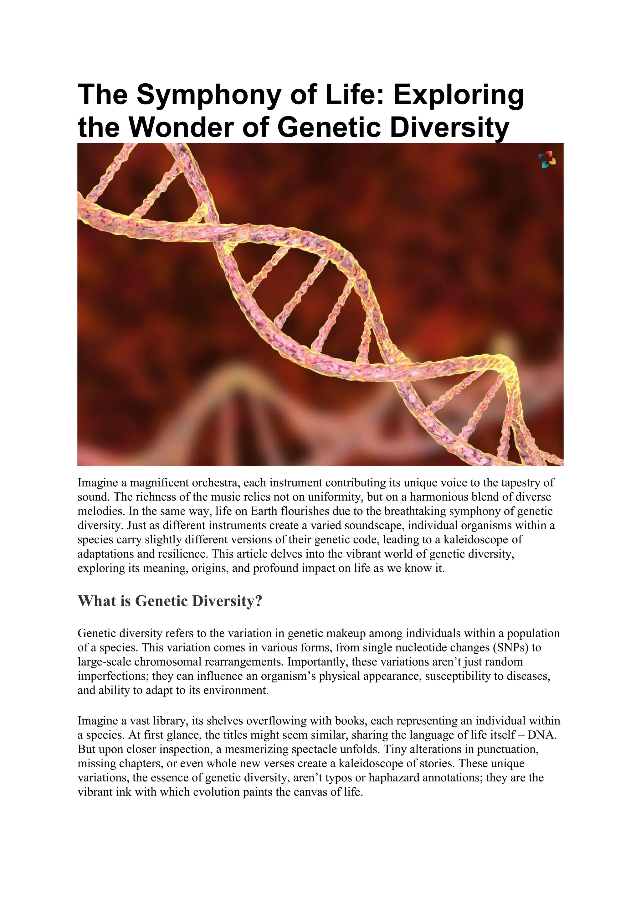 What Is Genetic Diversity and Why Does it Matter? | The Lifesciences ...