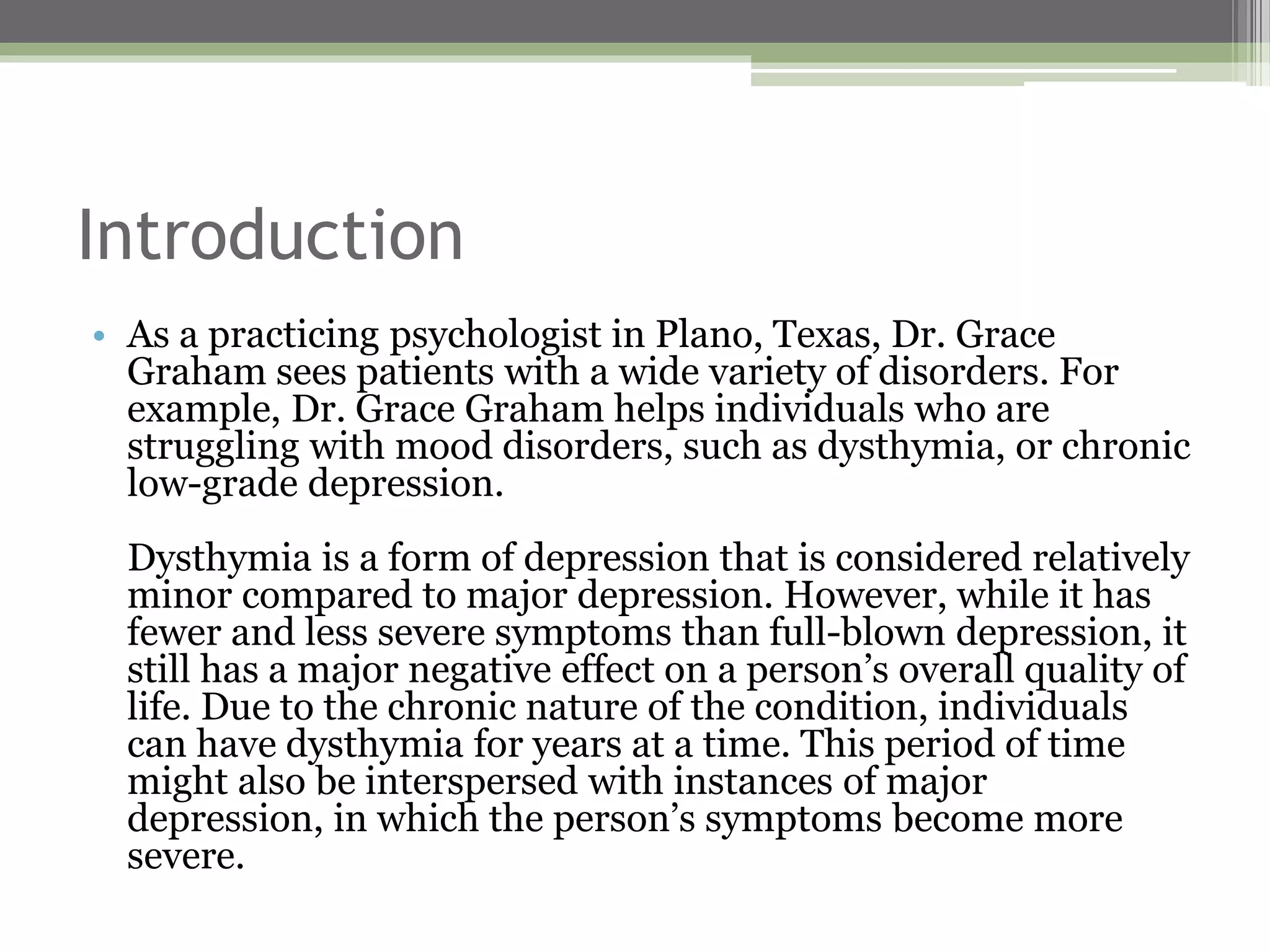 The Symptoms of Dysthymia | PPTX