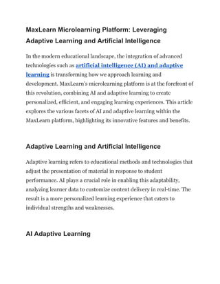 The Synergy of AI and Adaptive Learning_ Creating Personalized Learning Journeys _ MaxLearn ...
