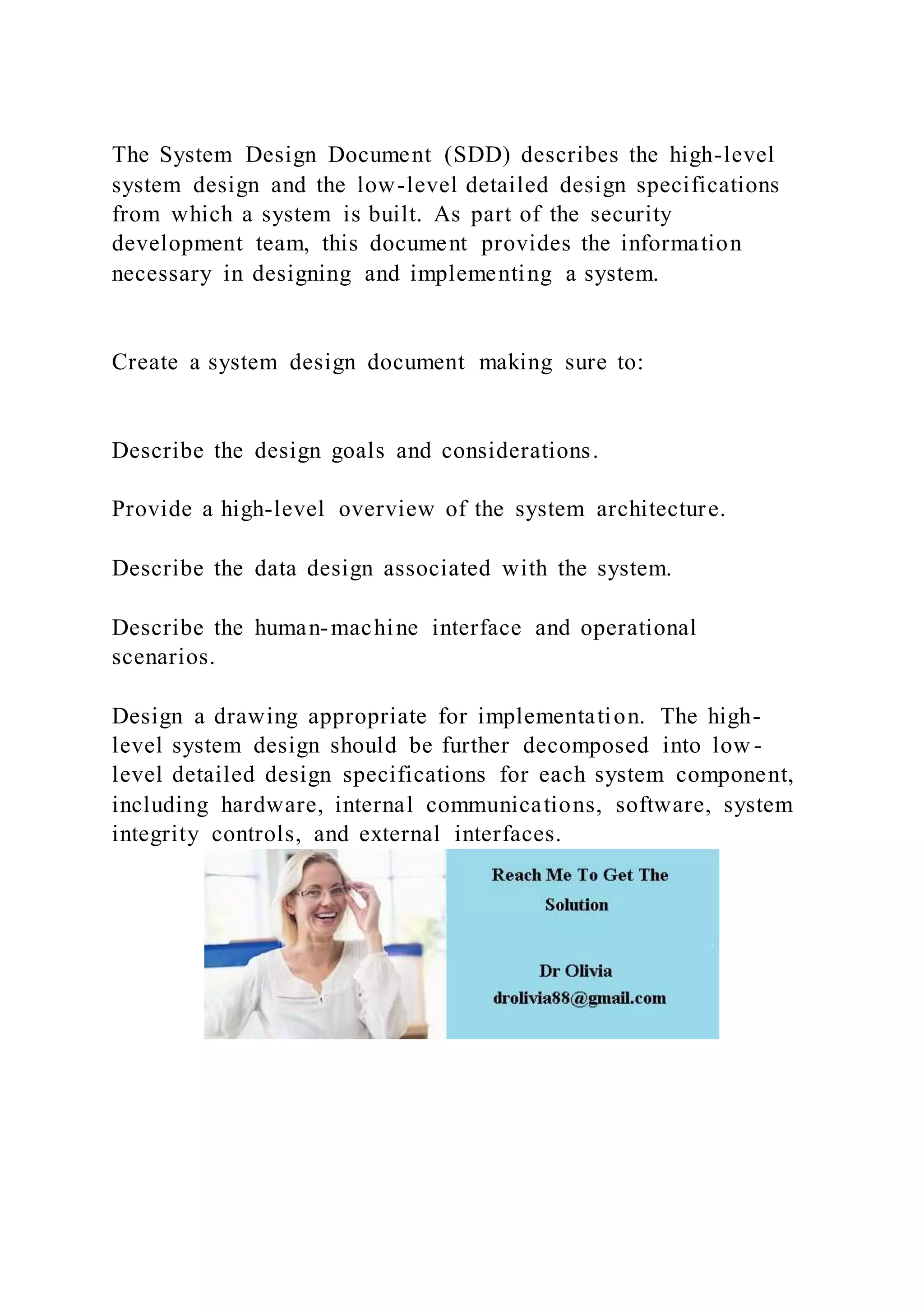 The System Design Document (sdd) Describes The High-level System Des | Pdf