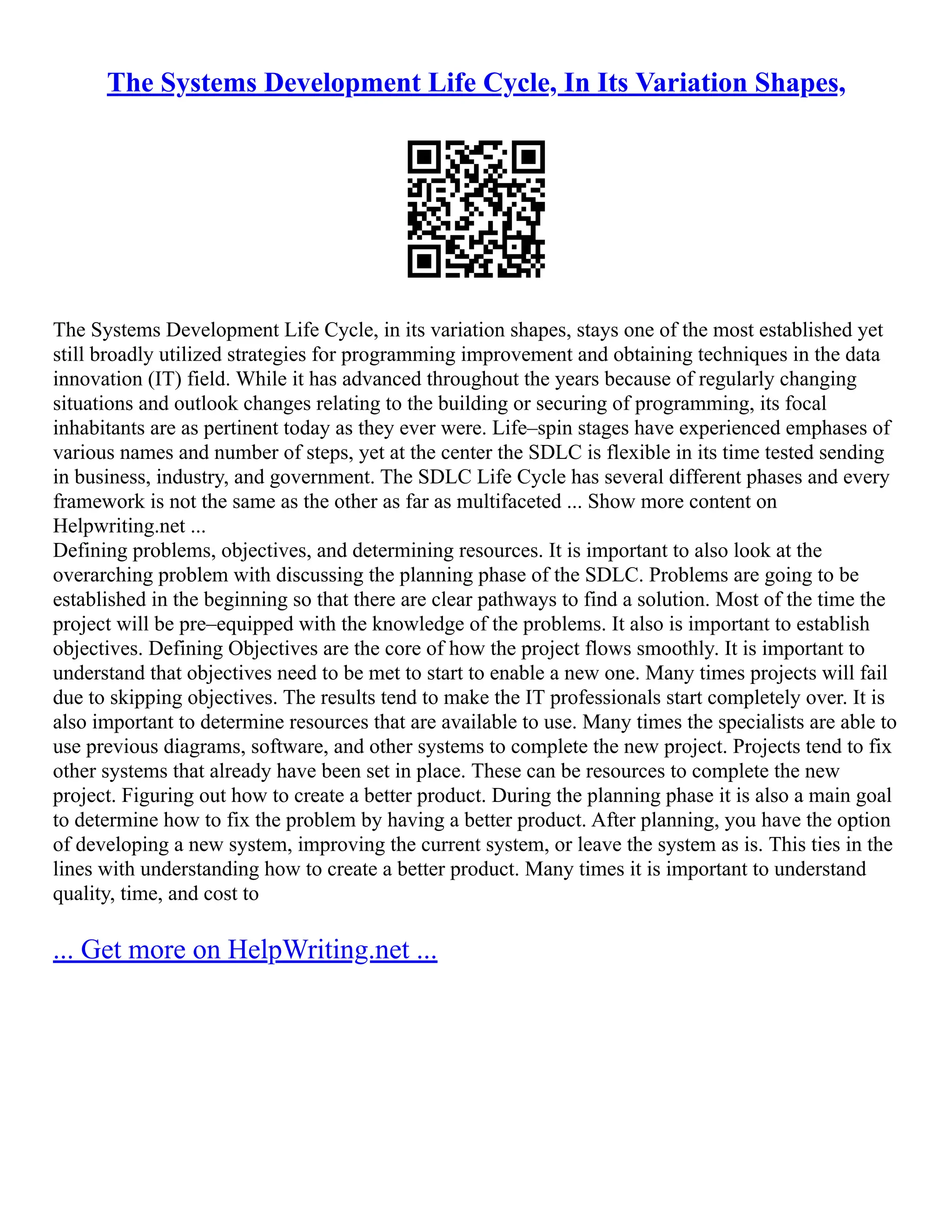 The System Development Life Cycle | PDF