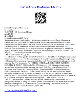 The System Development Life Cycle | PDF