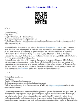 The System Development Life Cycle | PDF