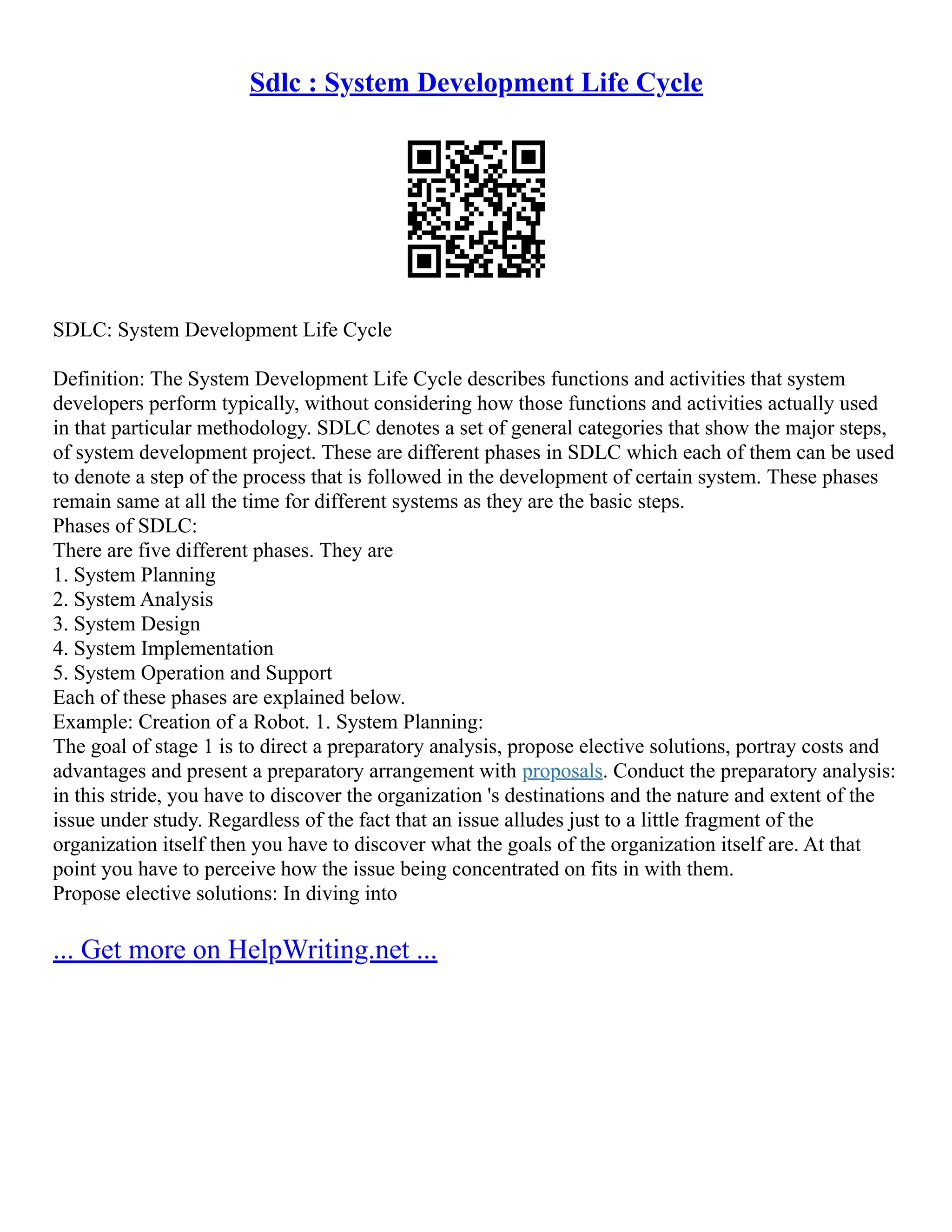 The Systems Development Life Cycle | PDF