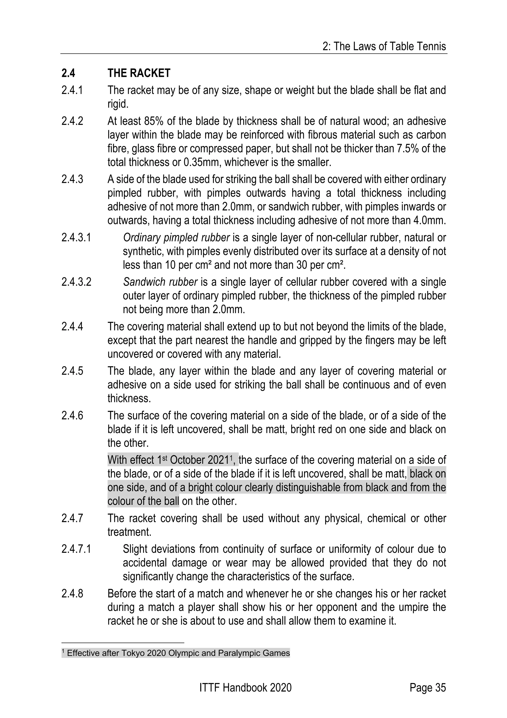 ITTF Rules 2020 | PDF
