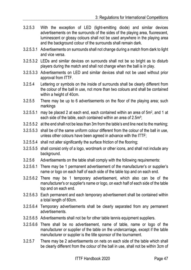 ITTF Rules 2020 | PDF